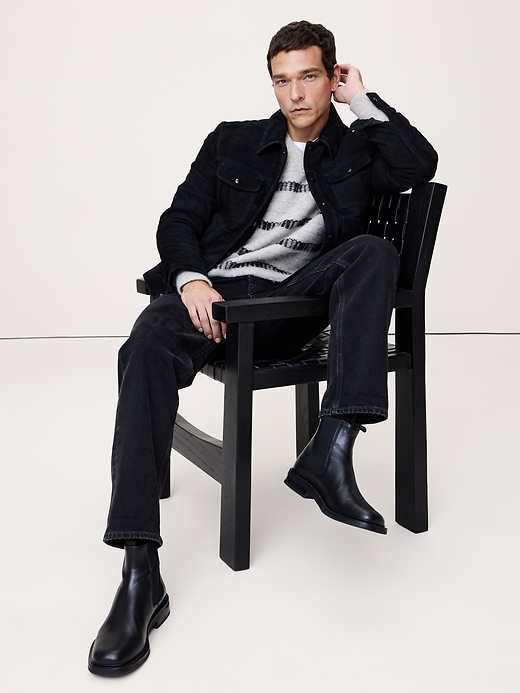 Leather Square-Toe Chelsea Boot | Banana Republic